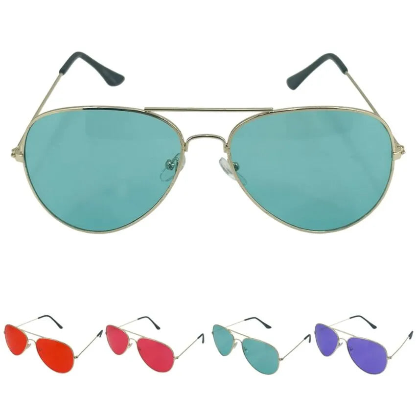 Aviator Sunglasses – Assorted Tinted Glass Lens – The Life of the Party