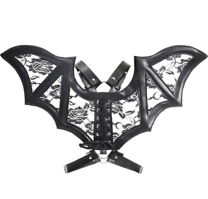 Faux Leather & Lace Bat Wing Harness – The Life of the Party