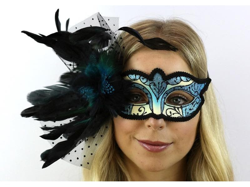 Venetian Sky Blue Half Mask – The Life of the Party